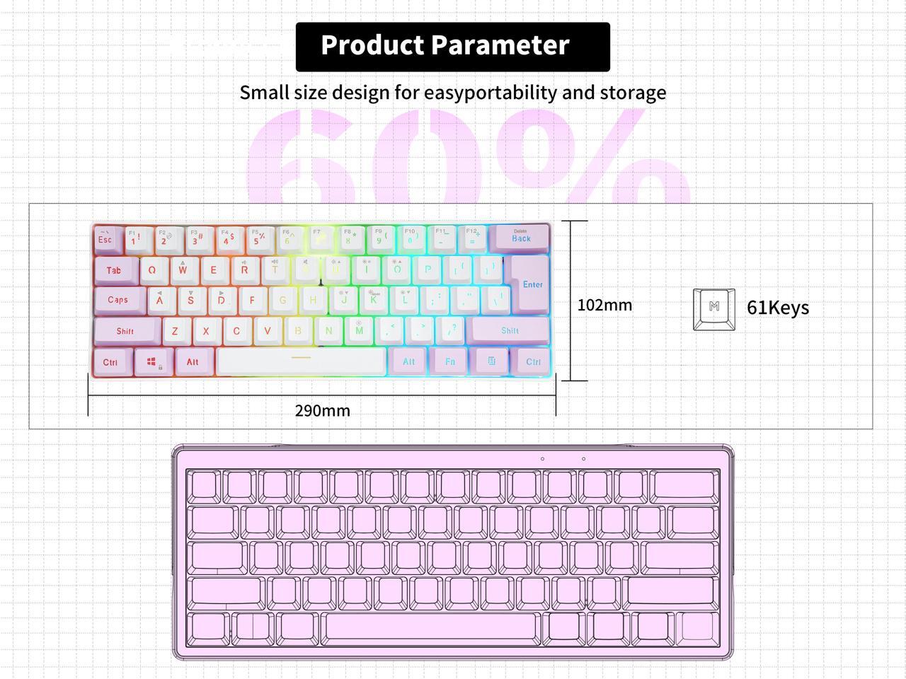 SAMA Gaming Keyboard 60 percent, 61 Keys RGB Backlit Wired Keyboard ...