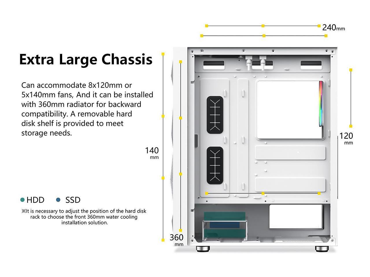 SAMA 3509 White Mid Tower Gaming PC Case with Door Open Tempered Glass ...