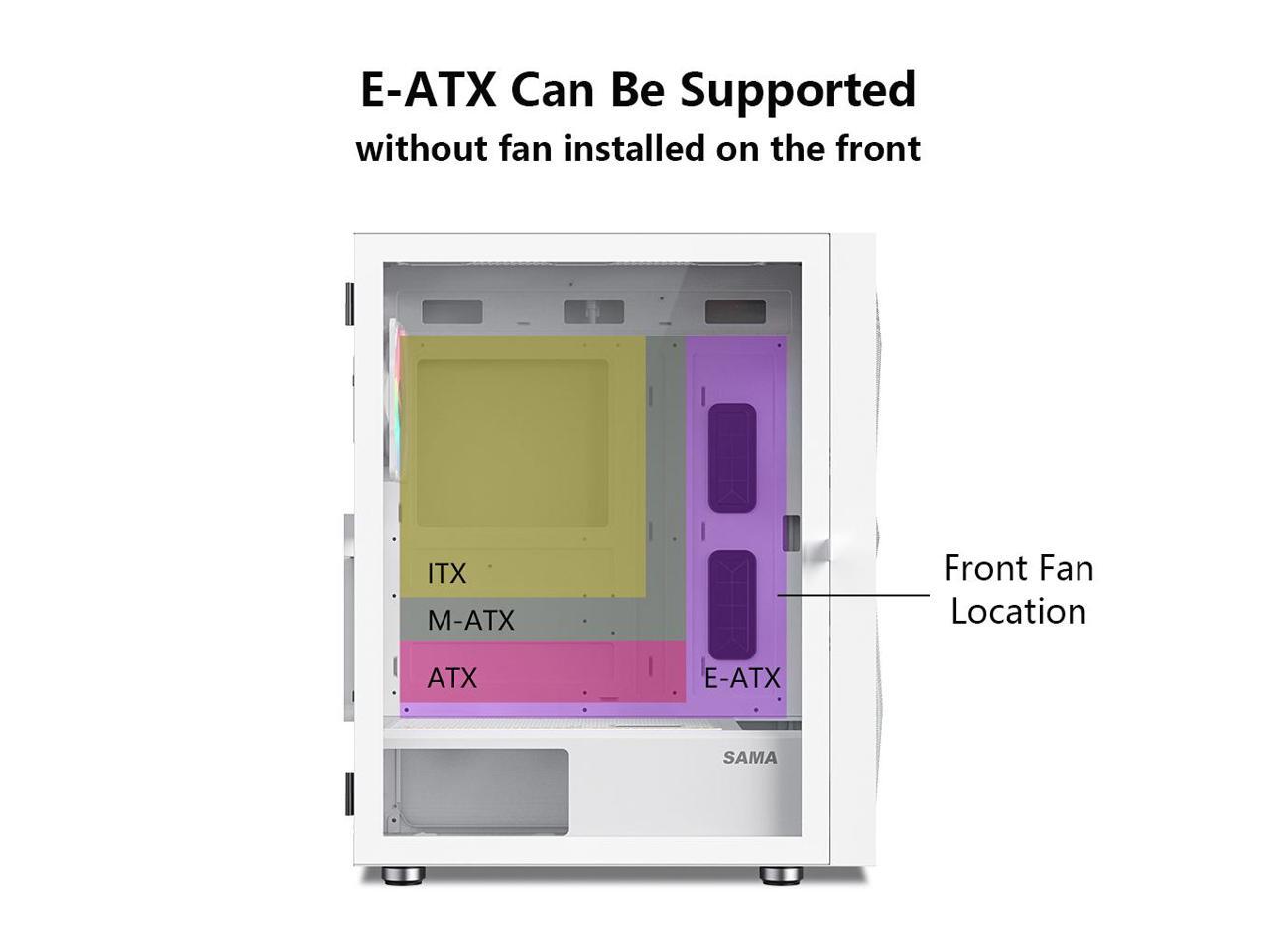 SAMA 3509 White Mid Tower Gaming PC Case with Door Open Tempered Glass ...