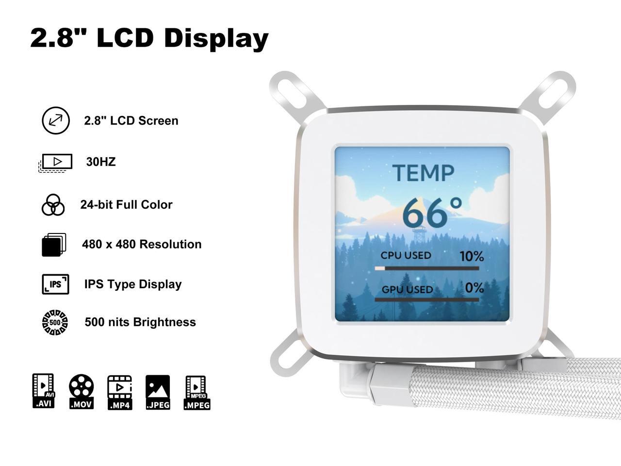 SAMA LD360 AIO 360mm Liquid Cooler 2.8 inch Screen LCD Display High ...