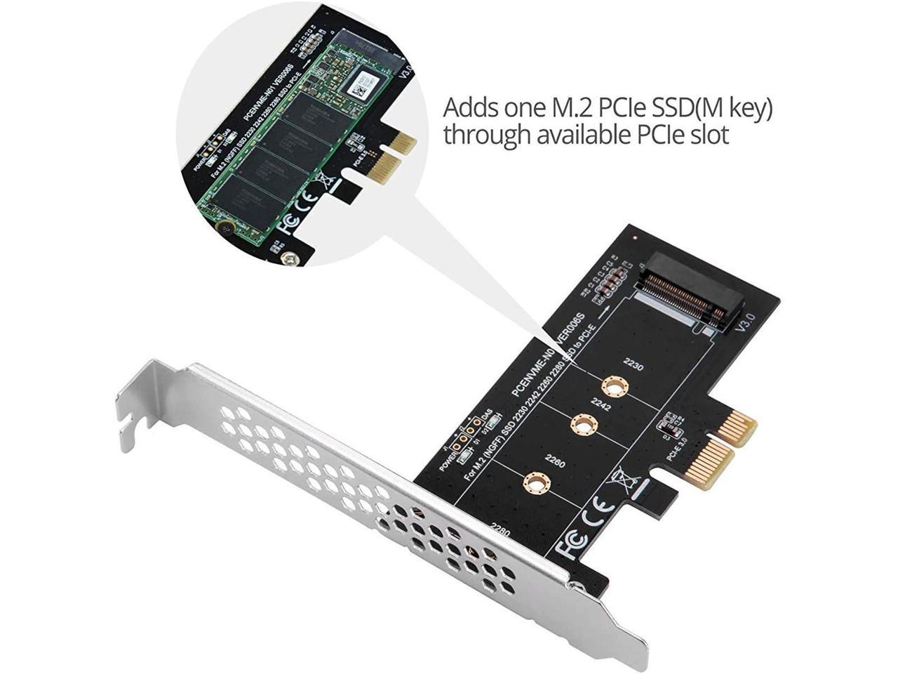 NVME M.2 SSD M Key to PCI-e 3.0 x1 host controller expansion card ...