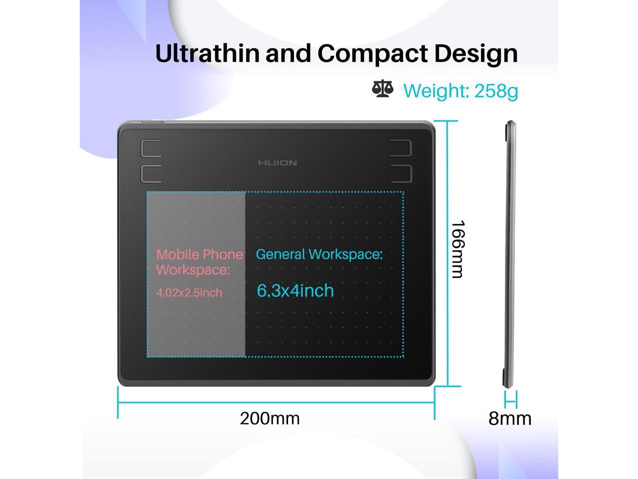 Huion HS64 Digital Graphics Tablets OSU! Drawing Tablet with 8192 Battery-Free Stylus and 4 ...