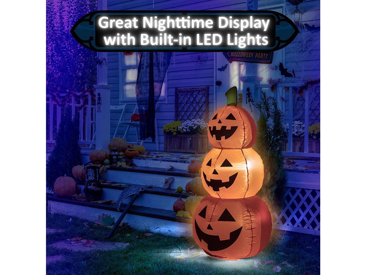 Design Accents Halloween Decorations - 4 ft. Halloween Stacked Pumpkin ...