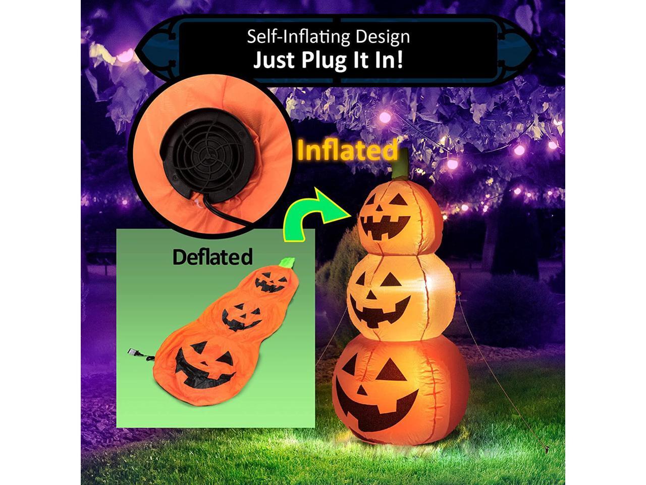 Design Accents Halloween Decorations - 4 ft. Halloween Stacked Pumpkin ...