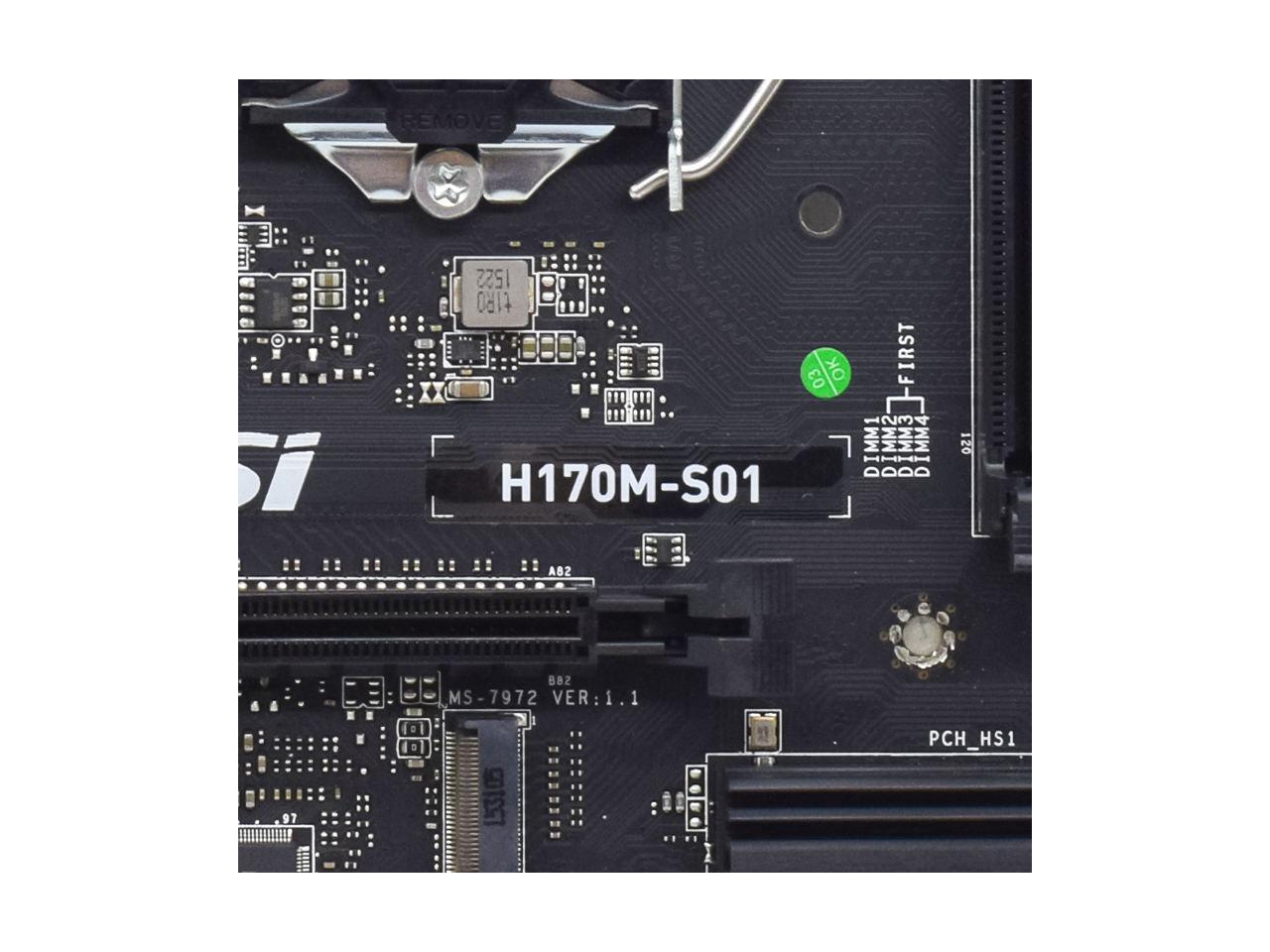 MSI H170M-S01 Intel H170 LGA 1151 Desktop PC Motherboard DDR3 Core i7 ...