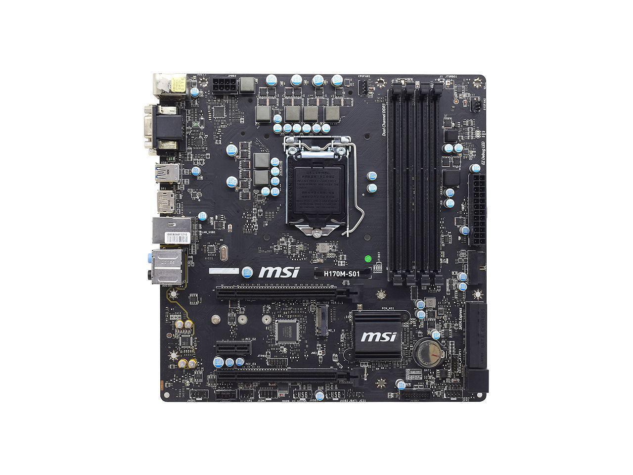 MSI H170M-S01 Intel H170 LGA 1151 Desktop PC Motherboard DDR3 Core i7 ...