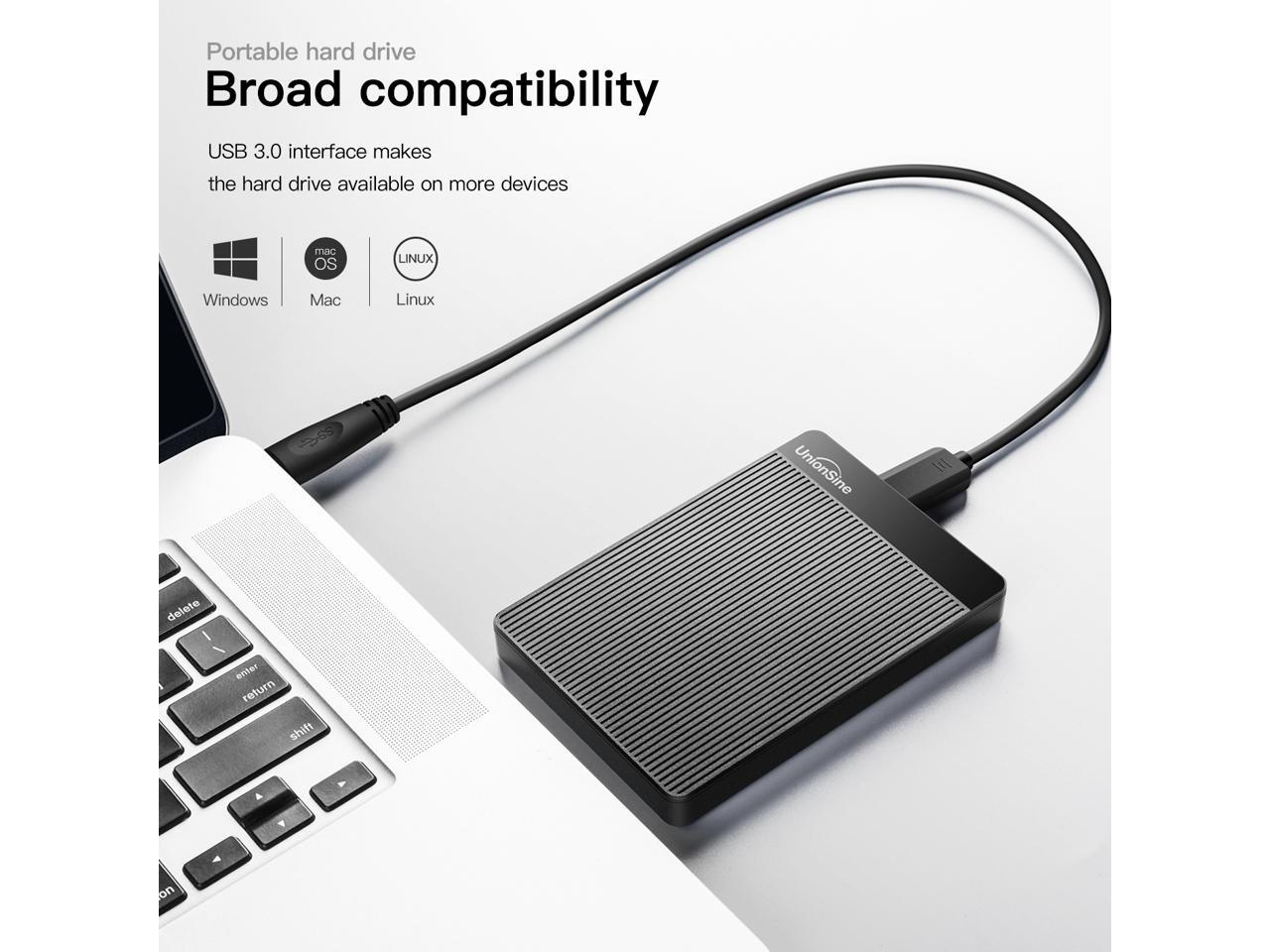 UnionSine 500GB Ultra Slim Portable External Hard Drive USB3.0 HDD ...