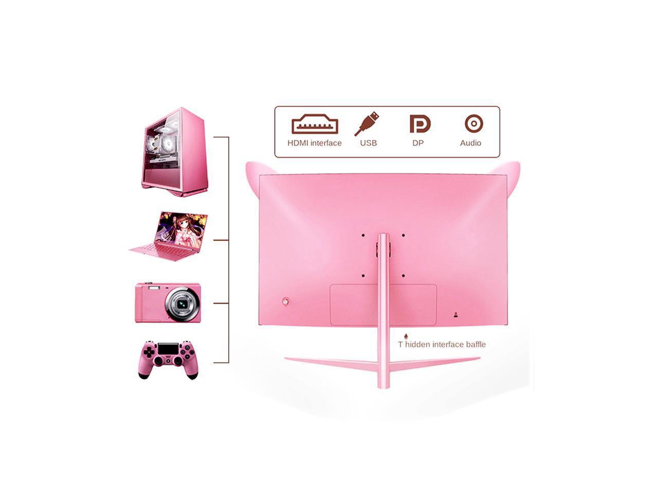 27inch 165hz 1800R Curved Monitor 144hz Computer Gaming Monitor Pink ...