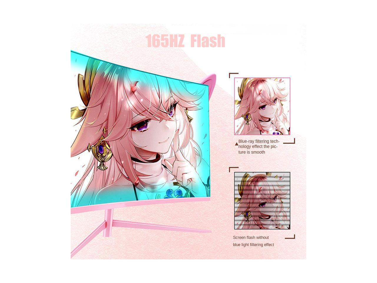 27inch 165hz 1800R Curved Monitor 144hz Computer Gaming Monitor Pink ...