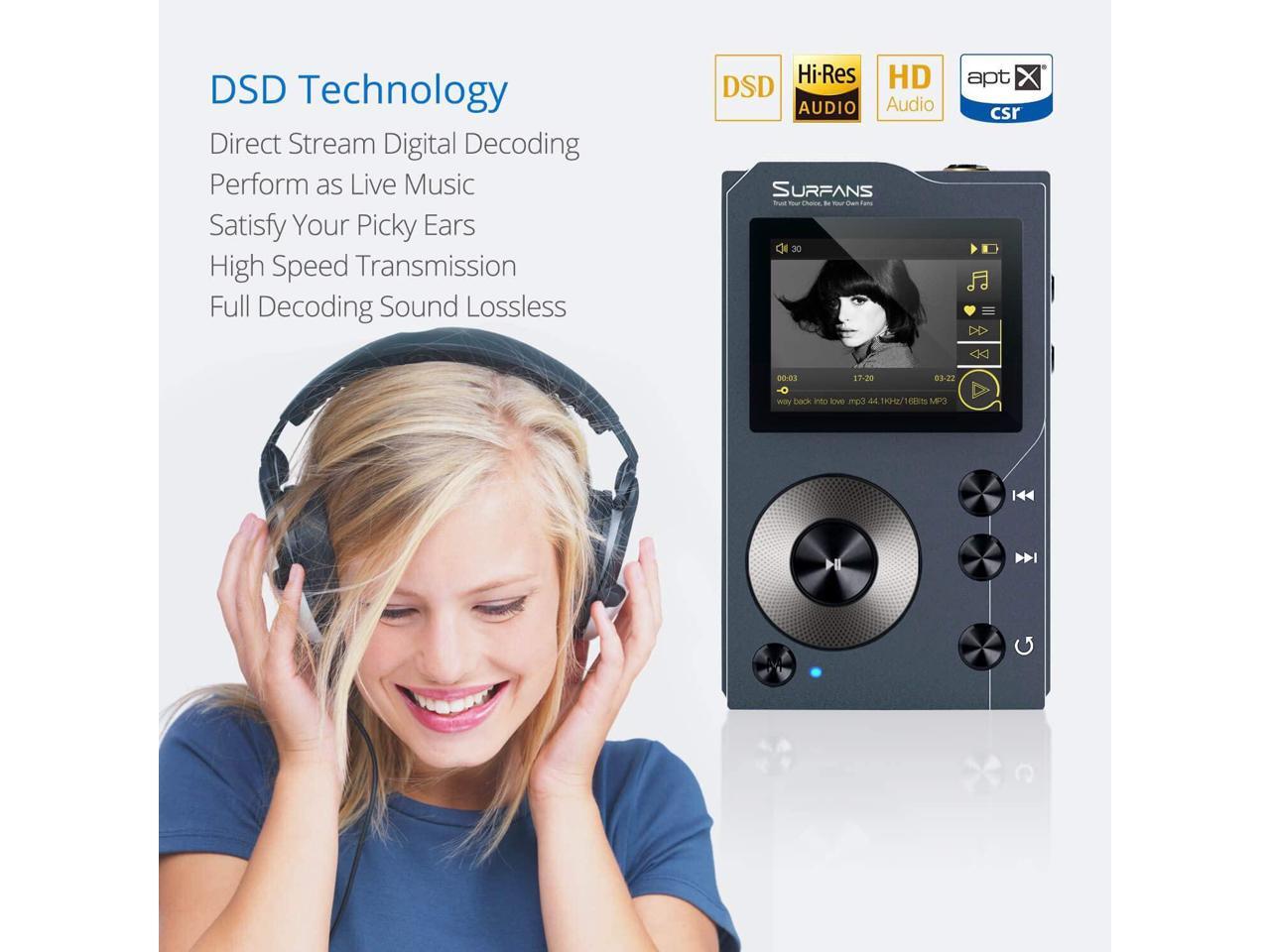 Surfans F20 HiFi MP3 Player with Bluetooth, Lossless DSD High ...