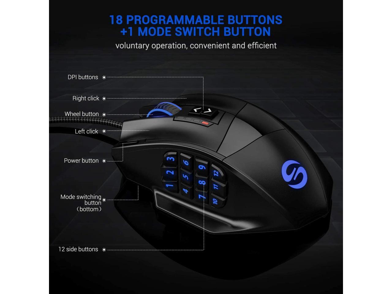 UtechSmart Venus RGB Gaming Mouse, Wired 16400 DPI High Precision Laser ...