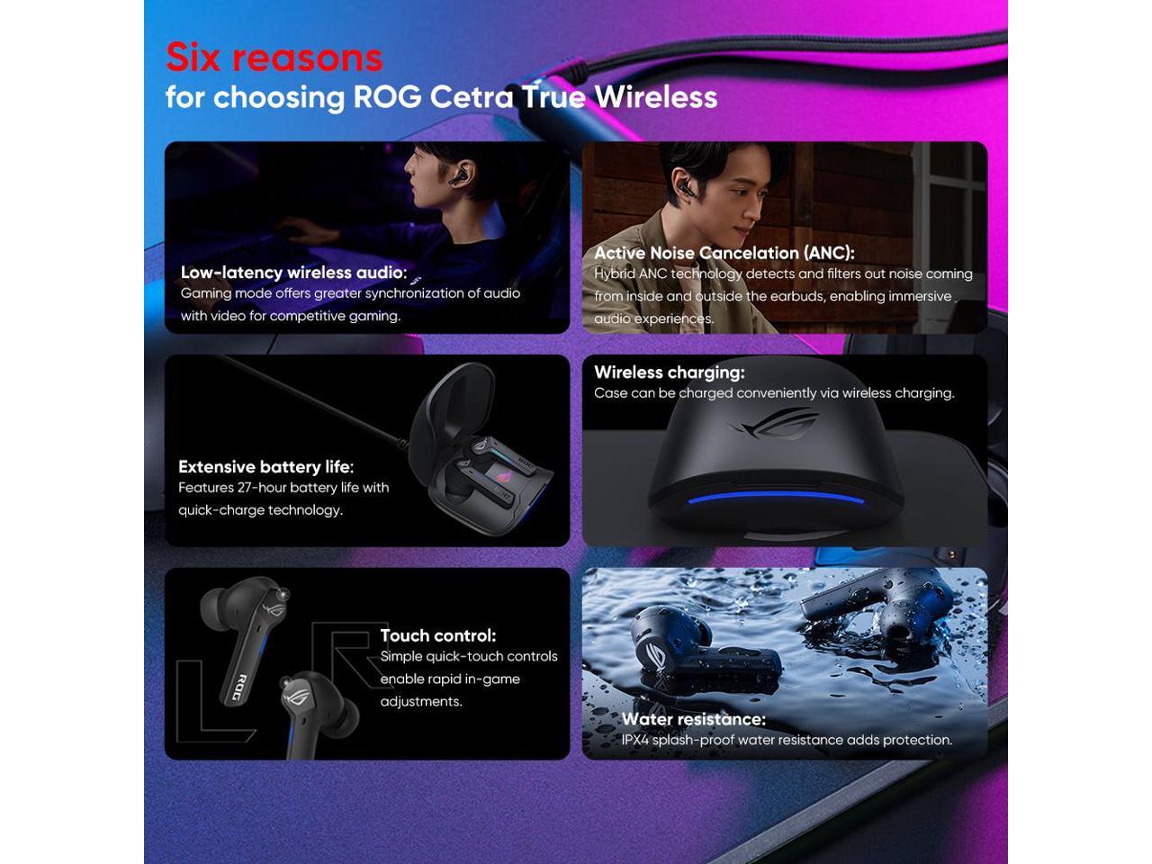 ASUS ROG CETRA ANC TWS Wireless Earphones Bluetooth Gaming Earbuds Low ...