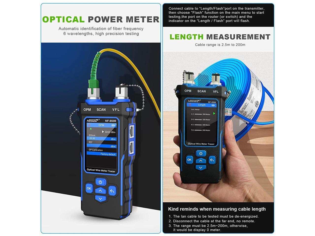 Network Cable Tester with Optical Power Meter LCD Screen PoE ,RJ11 RJ45 ...