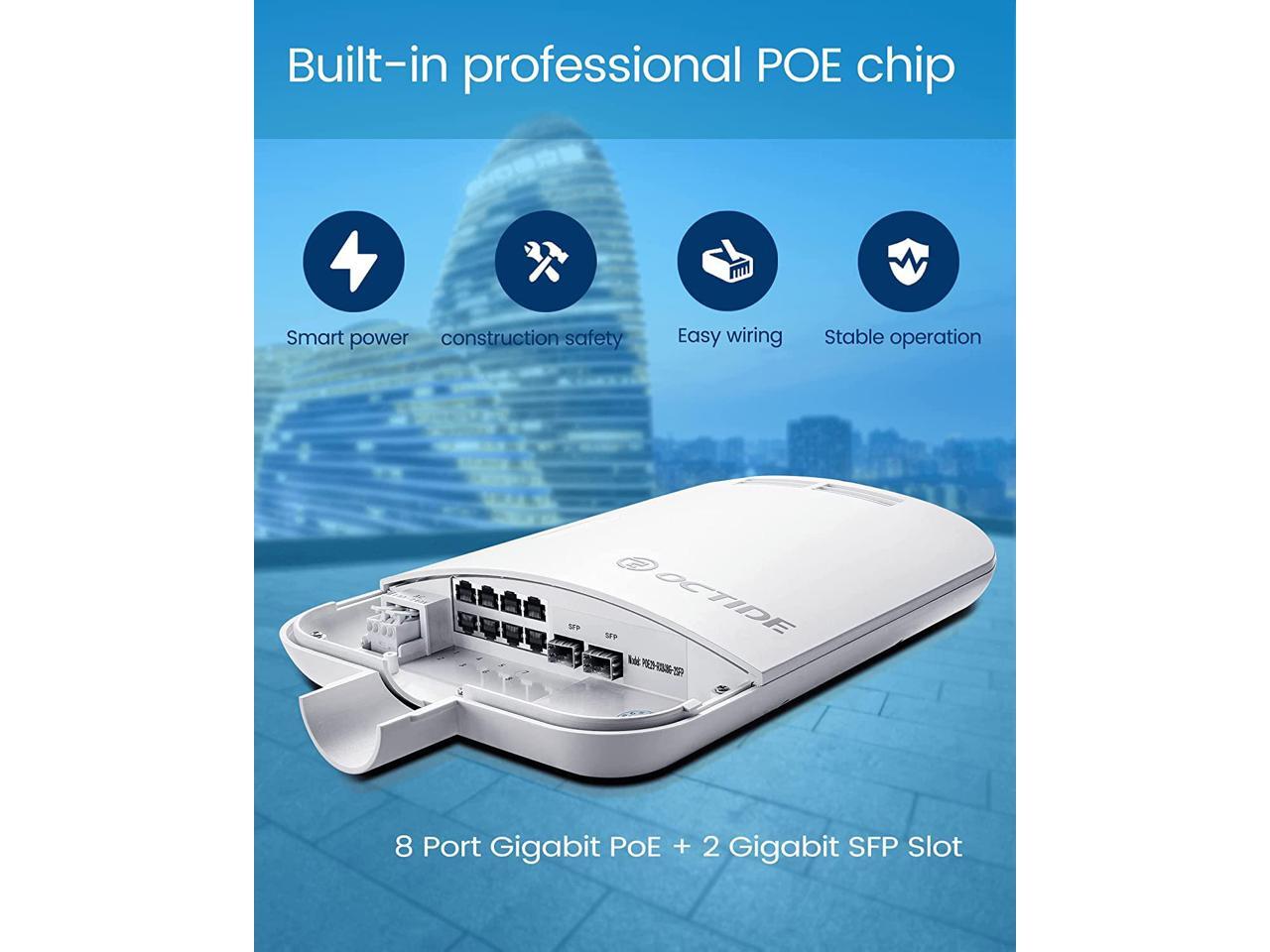 Outdoor Weatherproof PoE Switch, with 8×Gigabit Poe/Uplink Ports+2G SFP ...