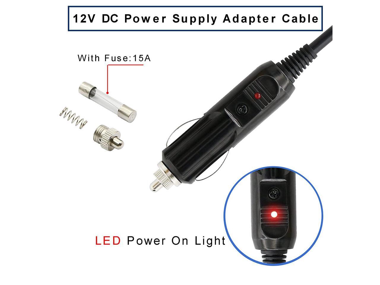 12V DC 8mm Car Cigarette Lighter Cable, DC7909 7.9 x 5.5mm Car Charger ...