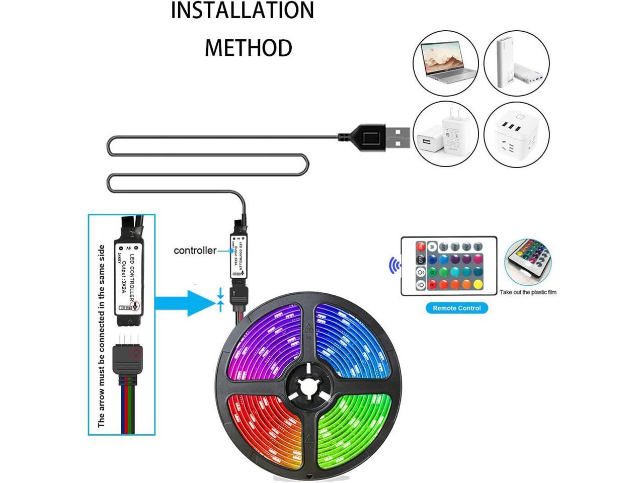(2m/6.56ft) LED Strip Lights, USB Powered, SMD 5050 Flexible LED Lights ...