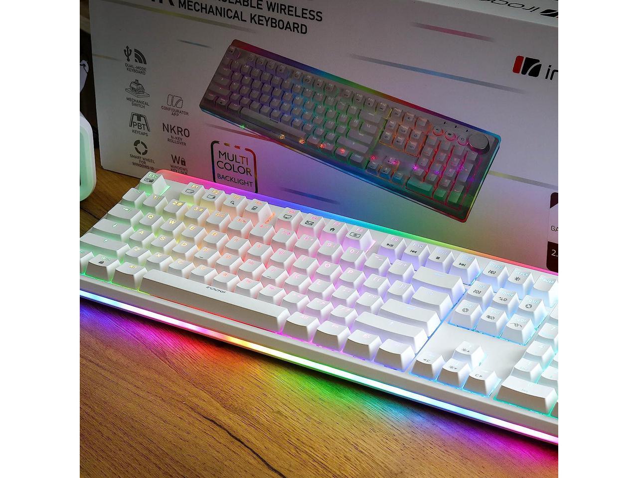 iRocks K71 Wireless RGB Mechanical Keyboard with Media Control Knob ...