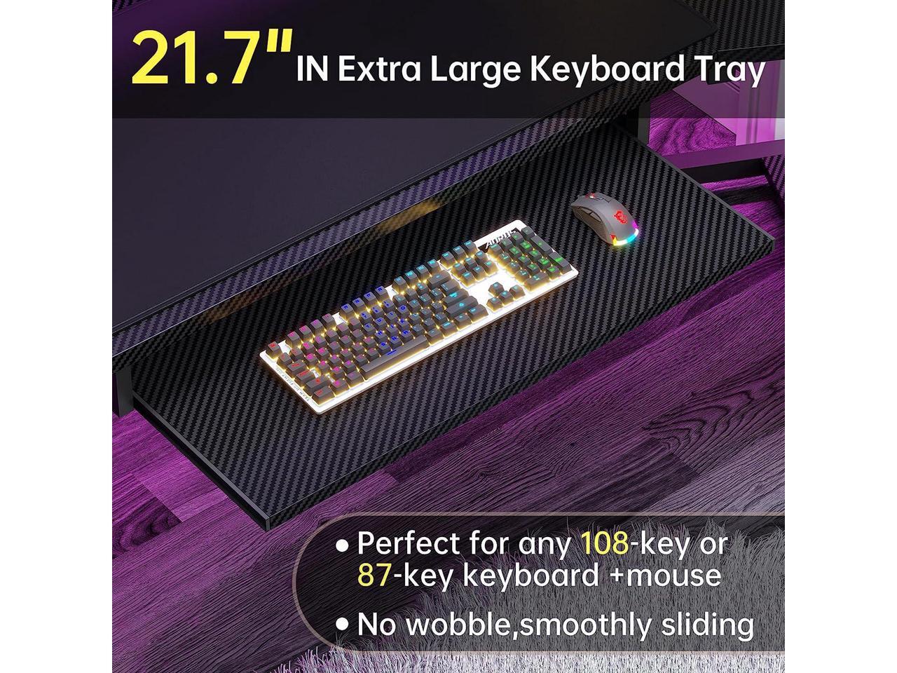 79" Gaming Desk, Computer Desk with 2 Fabric Drawers & LED Light, L ...