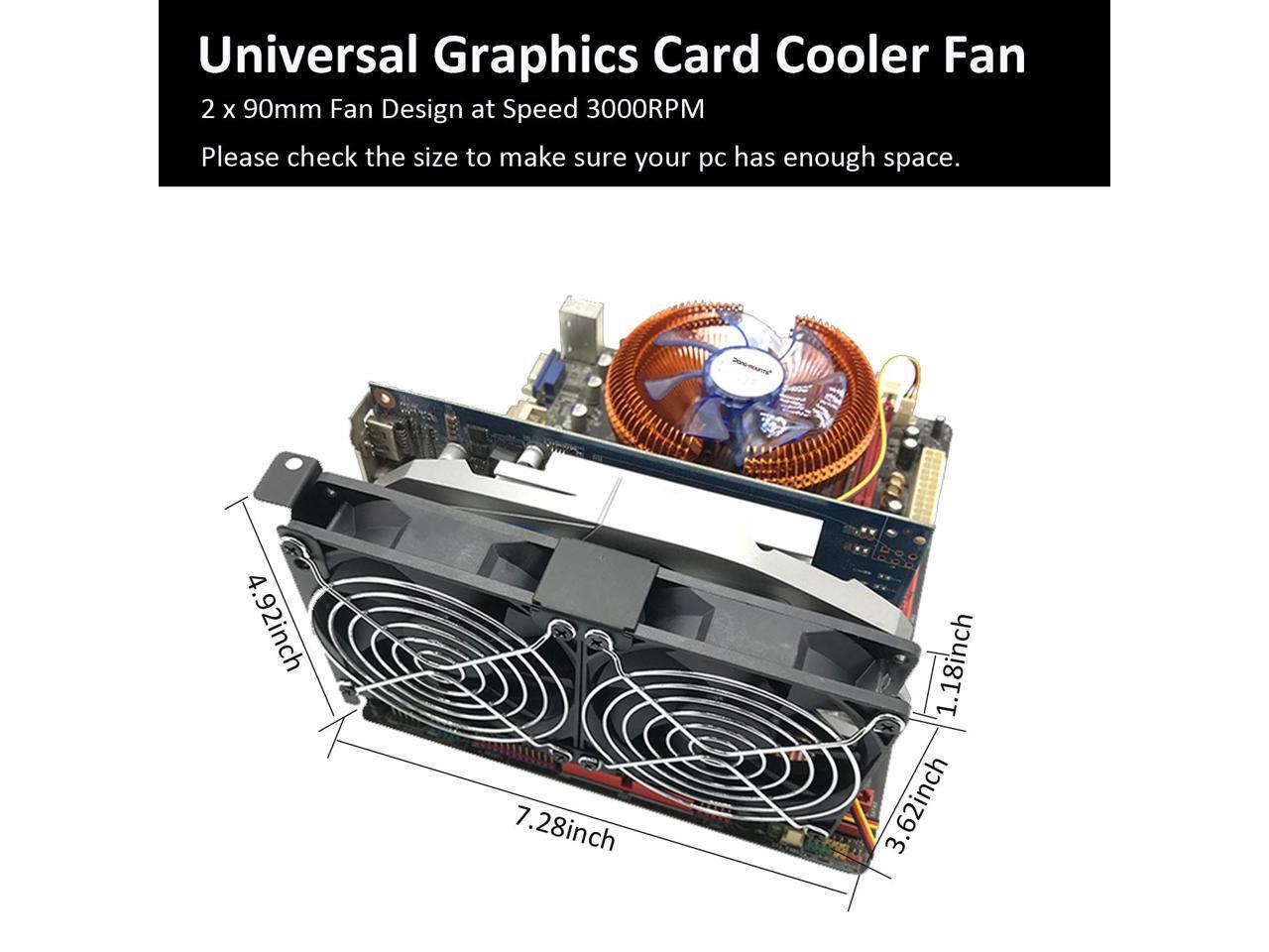 PCI Slot Fan Dual 90mm 92mm GPU Cooler Graphic Card Computer PC Cooling ...