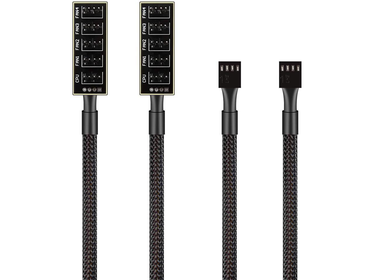 PWM Fan Hub Cable 2-Pack 4Pin Computer CPU Case Fan Splitter Hub 5 Port ...