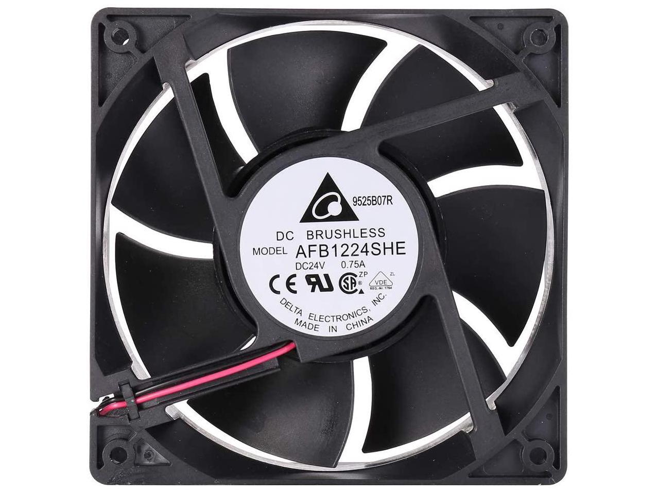 Delta 120mm High CFM Fan AFB1224SHE 24V DC 120mm 3Pin 2 Wire PC ...