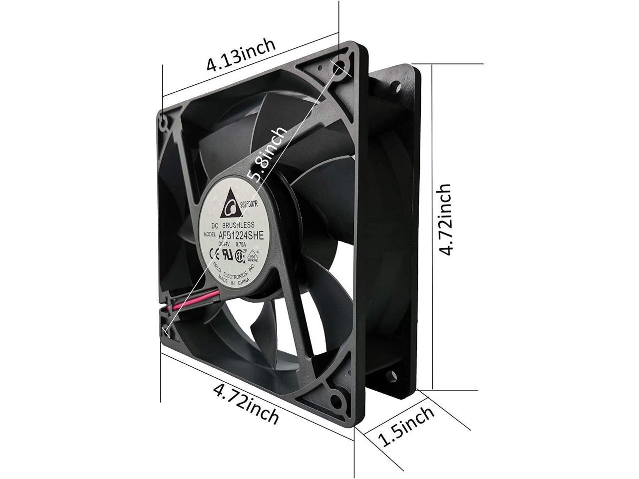 Delta 120mm High CFM Fan AFB1224SHE 24V DC 120mm 3Pin 2 Wire PC ...