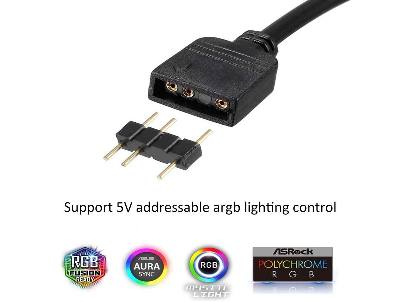 PANO-MOUNTS 120mm Addressable RGB PWM Fans PC Computer CPU Case Fan 5V ...