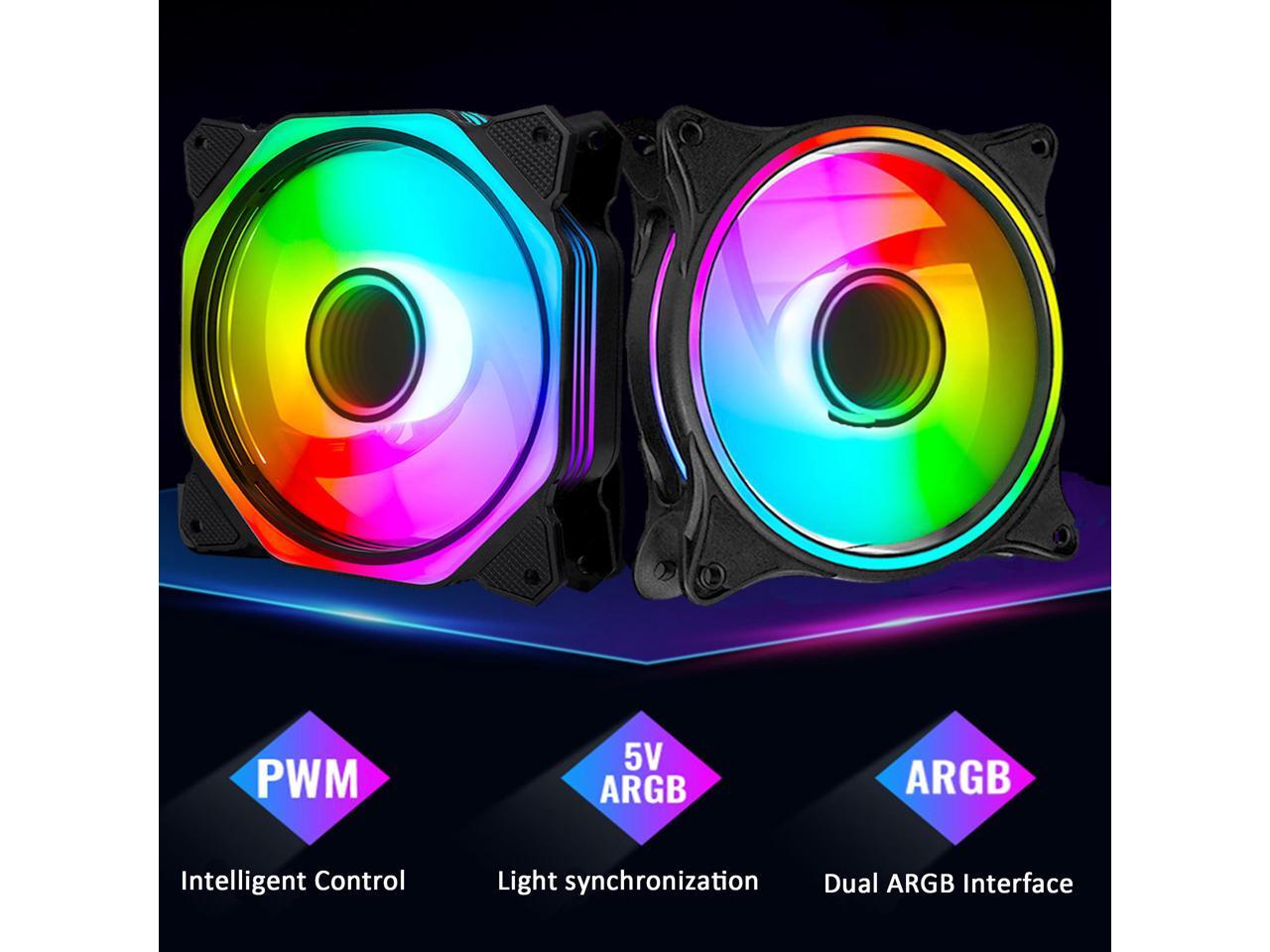 PANO-MOUNTS 120mm Addressable RGB PWM Fans PC Computer CPU Case Fan 5V ...