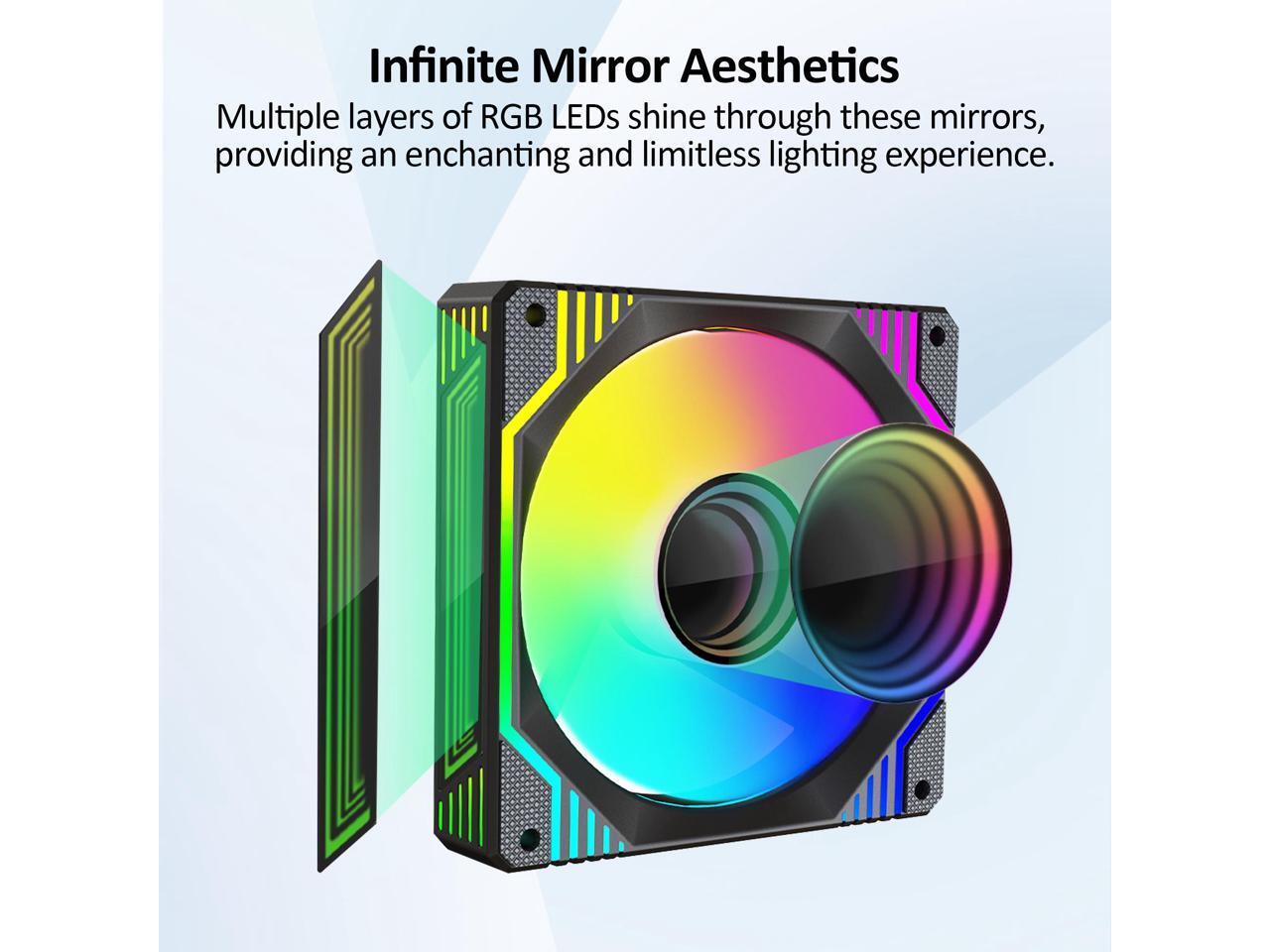 PANO-MOUNTS 120mm Black Infinity Mirror ARGB Fans 5V 3Pin Addressable ...