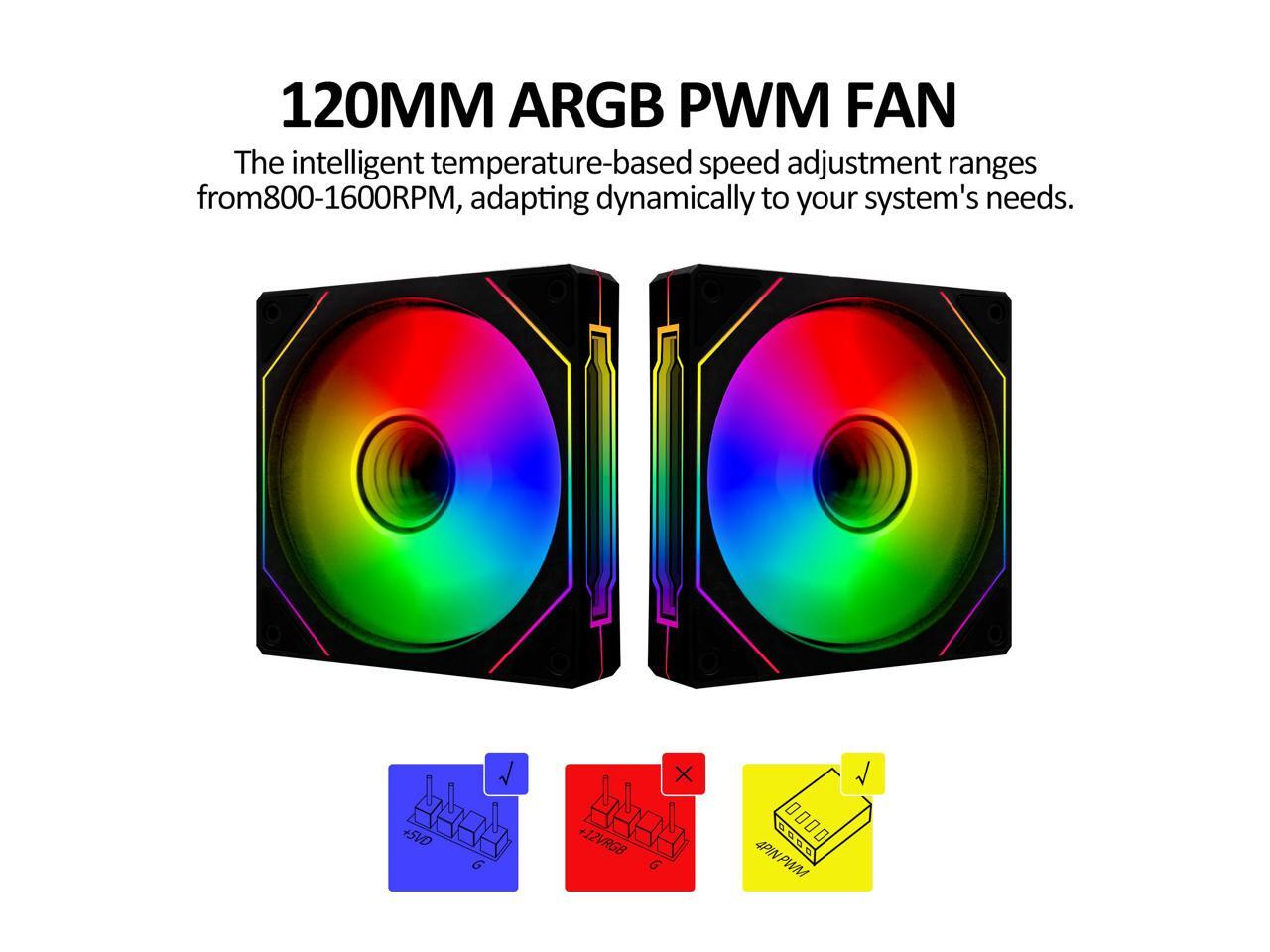 PANO-MOUNTS 120mm Infinity Mirror ARGB Addressable RGB PWM Cooling Fans ...