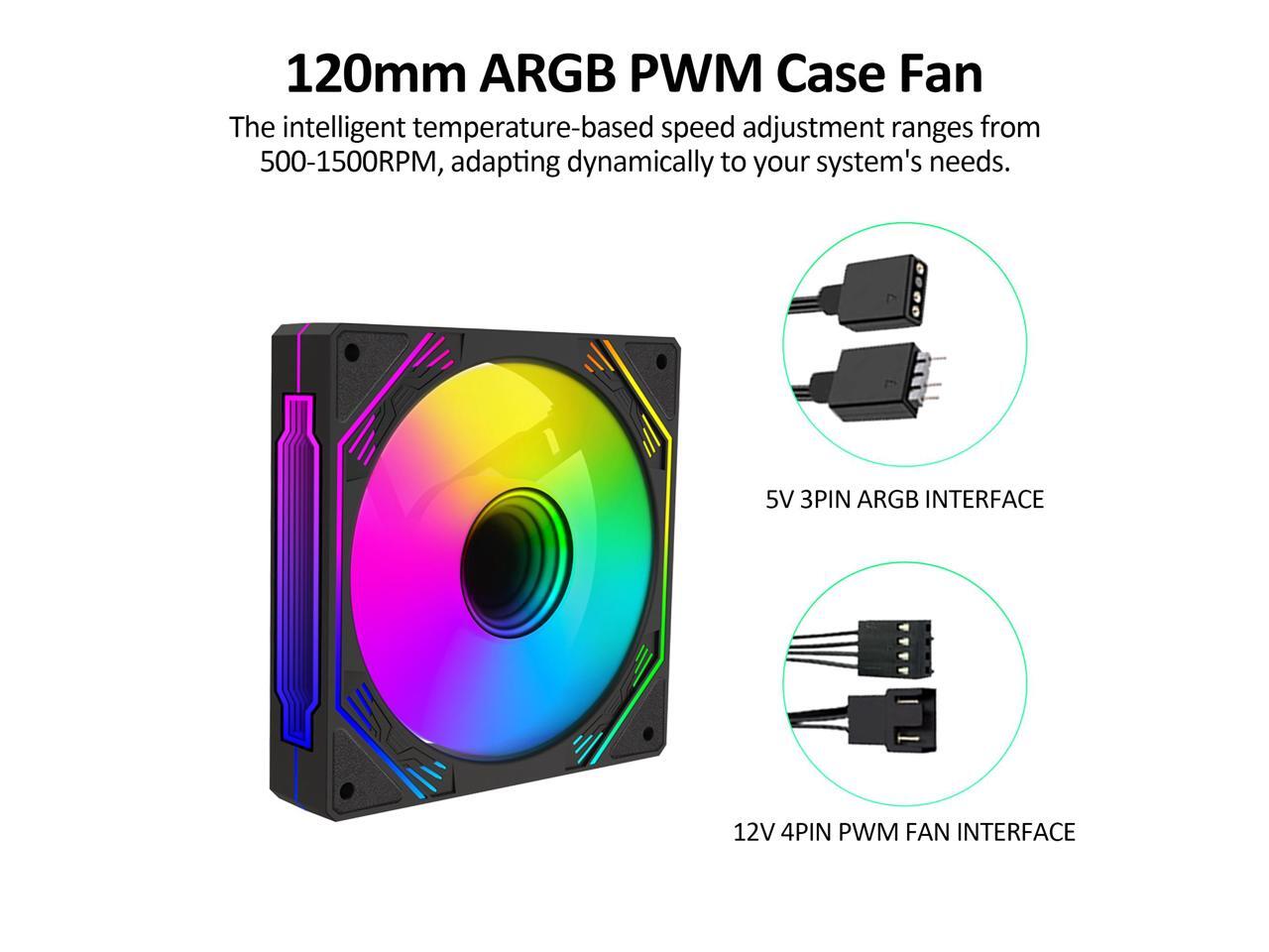 PANO-MOUNTS 120mm ARGB Reverse Fan Infinity Mirror Fans Airflow 5V 3Pin ...