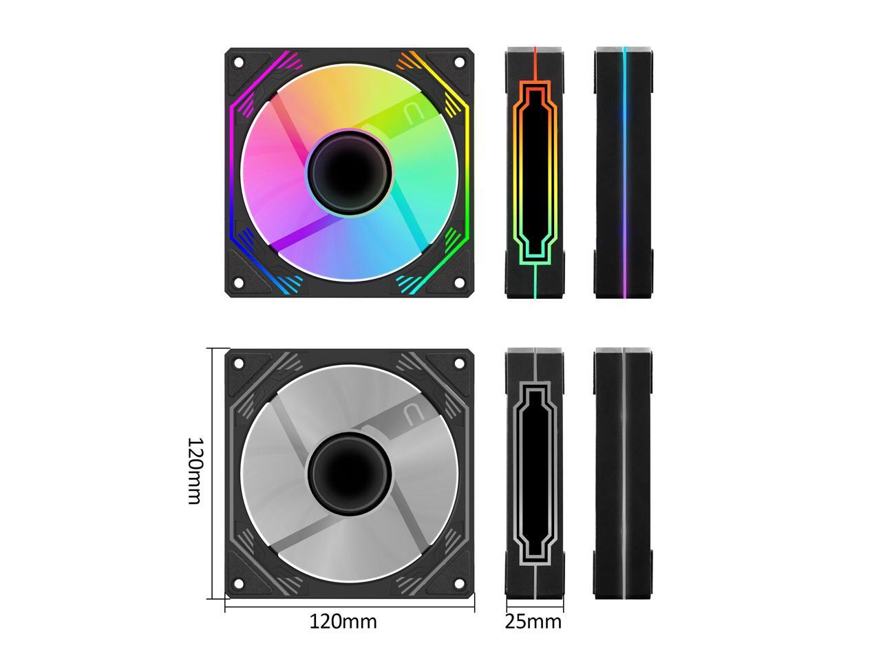 PANO-MOUNTS 120mm ARGB Reverse Fan Infinity Mirror Fans Airflow 5V 3Pin ...