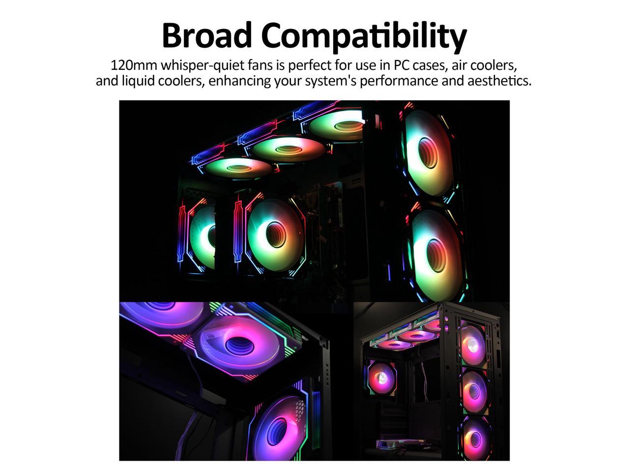 PANO-MOUNTS 120mm ARGB Reverse Fan Infinity Mirror Fans Airflow 5V 3Pin ...