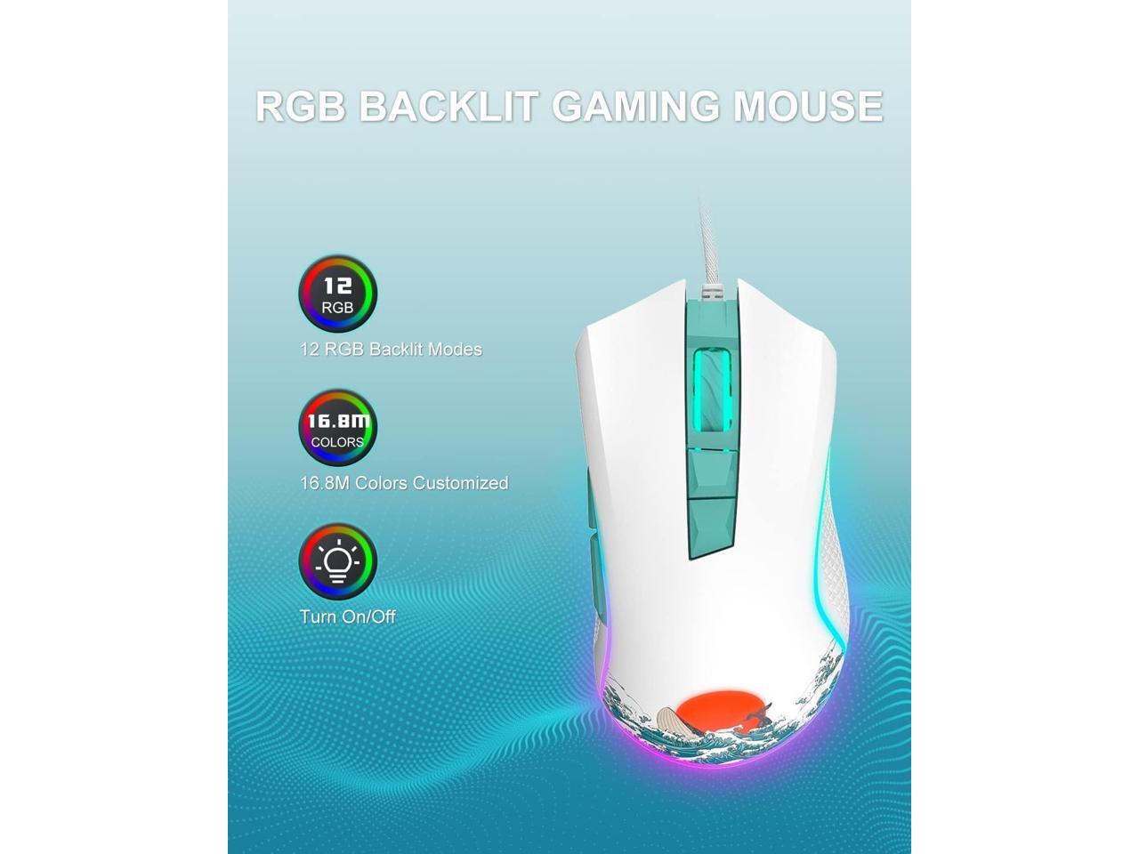 XVX G705 Wired Gaming Mouse, RGB Backlit PC Gaming Mouse with ...