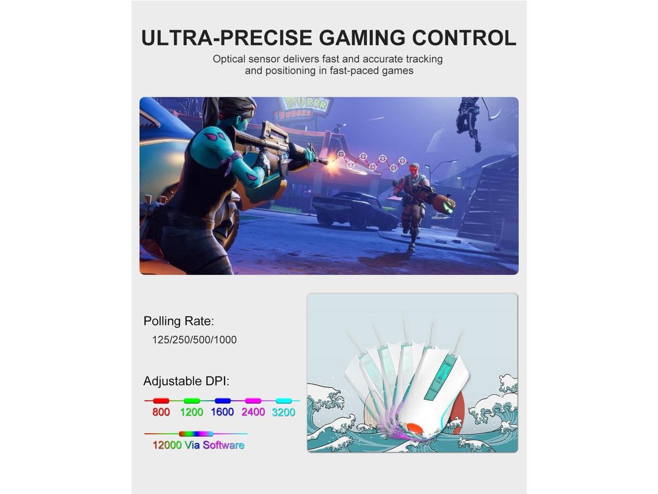 XVX G705 Wired Gaming Mouse, RGB Backlit PC Gaming Mouse with ...