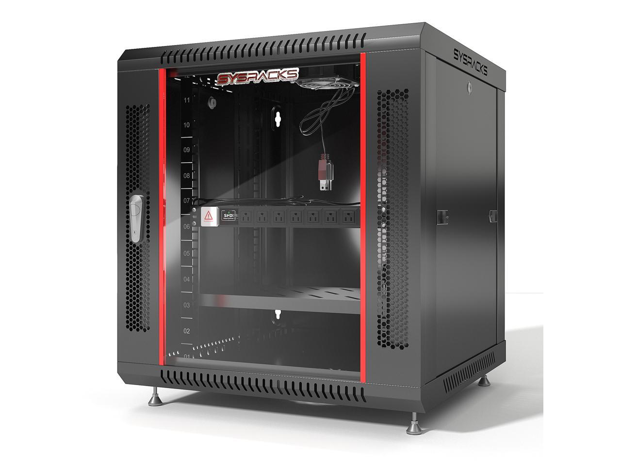 12U Server Cabinet Network Rack 35-inch Depth Standing Enclosed Locking ...