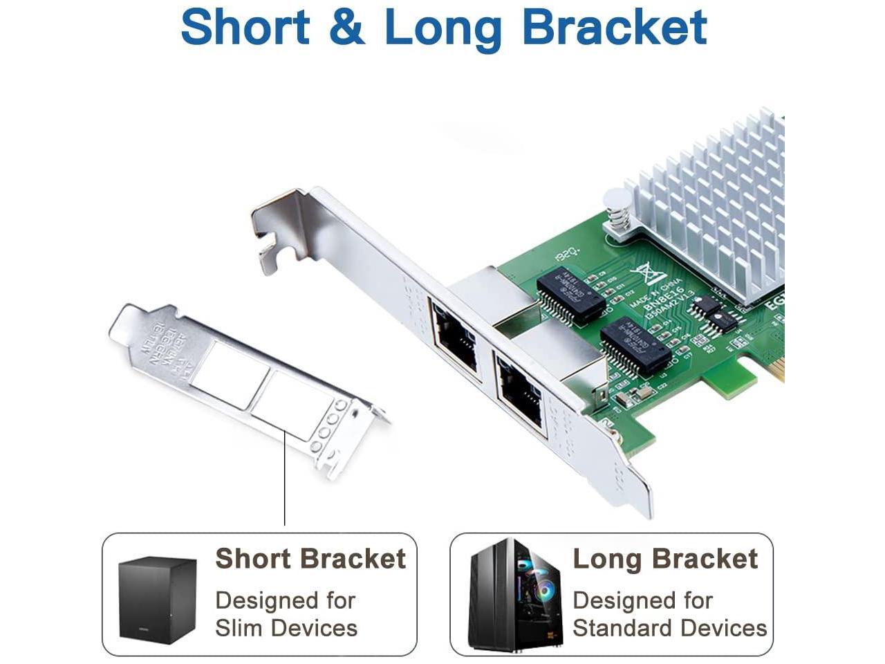 Gigabit 2 Port NIC with Intel I350 Chip, 1Gb Network Card Compare to Intel I350-T2 NIC, Dual ...