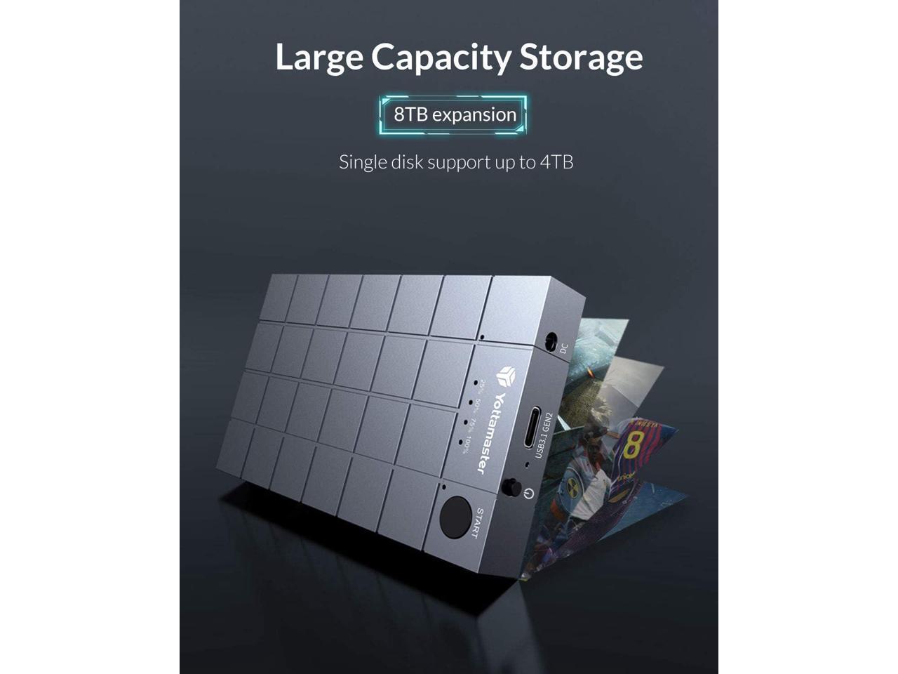 Yottamaster Dual-Bay M.2 NVMe Cloner Duplicator, Aluminum Alloy Offline Cloning Docking Station ...