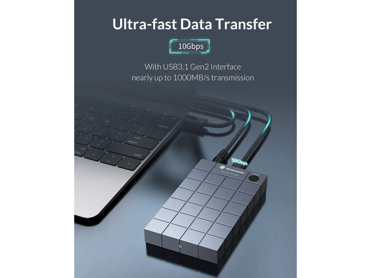 Yottamaster Dual-Bay M.2 NVMe Cloner Duplicator, Aluminum Alloy Offline ...