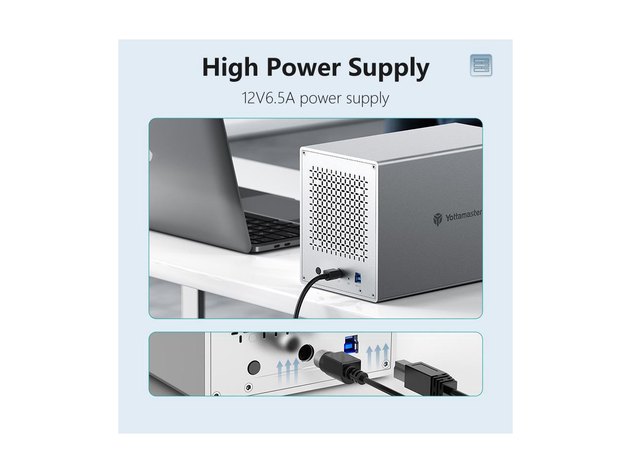 Yottamaster 5 Bay RAID External Hard Drive Enclosure, Aluminum USB RAID ...