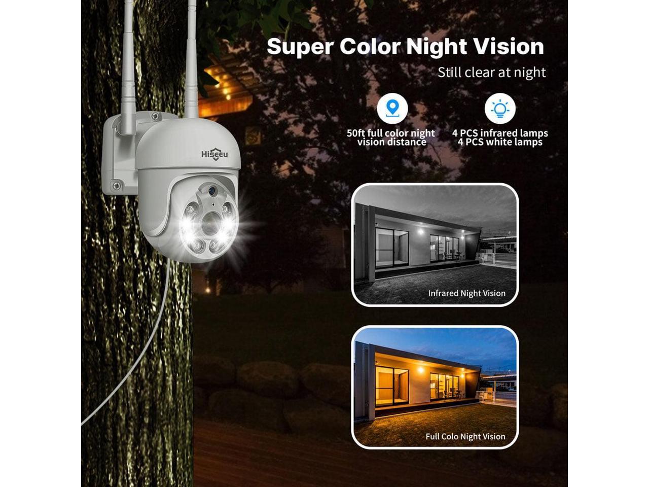 Hiseeu 360 View Pan Tilt Wireless Security Camera System with 1TB Hard ...