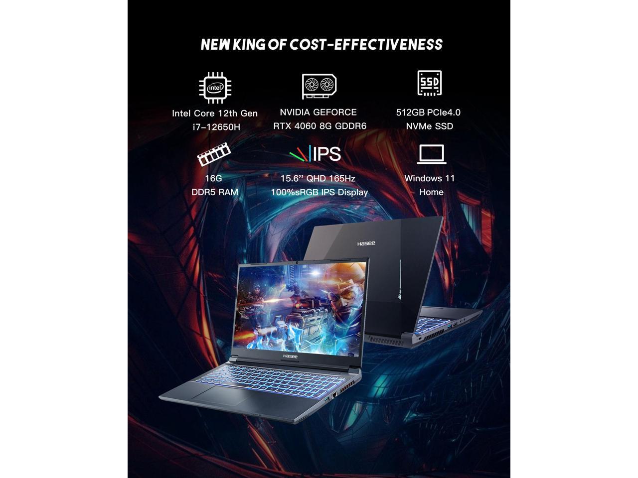 Hasee Z8 (15.6'', i7-12650H, RTX4060), Gaming Laptop, i7-12650H 4.7GHz ...