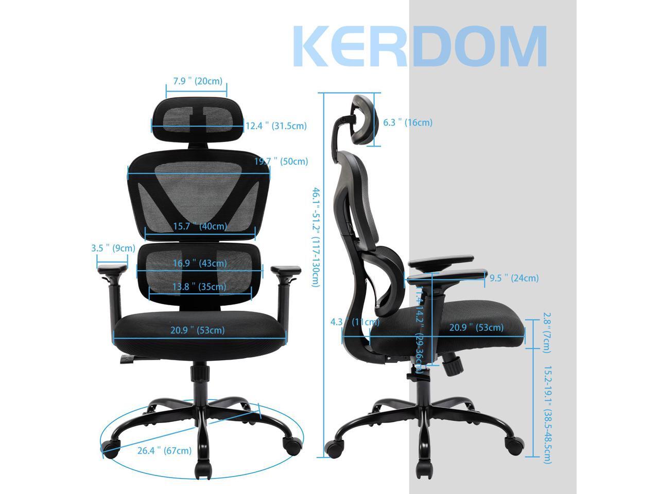 KERDOM Ergonomic Office Chair, Home Desk Chair, Comfy Breathable Mesh ...
