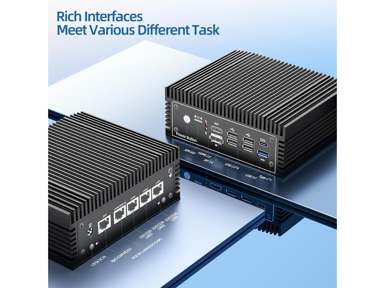 N100 mini PC home Firewall Appliance, fanless mini pc,pfsense router,4 LAN compute,PoE IN, I225 ...