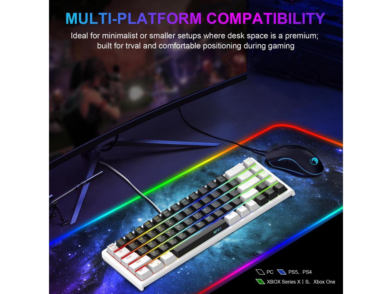 NPET K62 65% Gaming Keyboard, RGB Backlit Ultra-Compact Gaming Keyboard ...