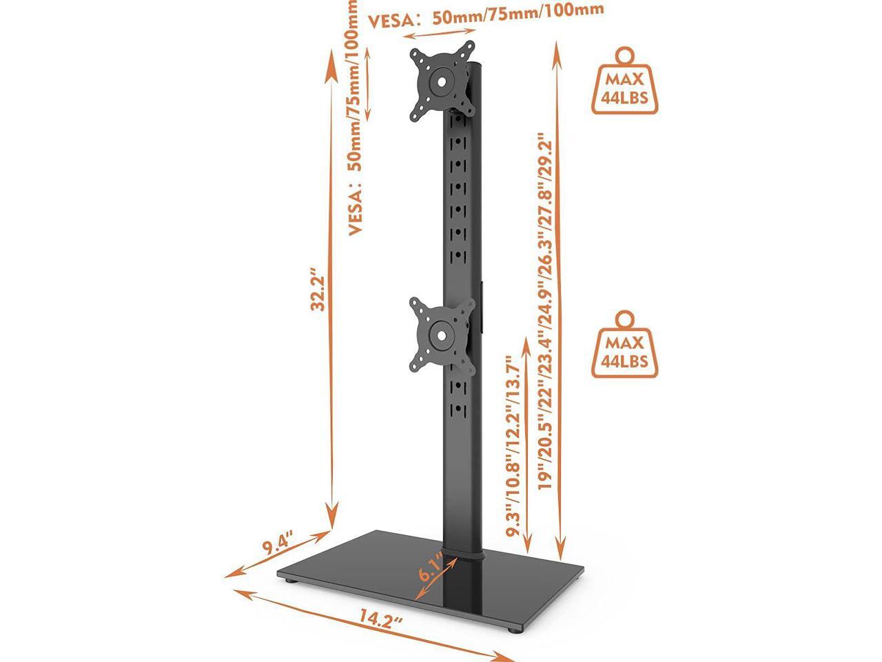 Dual Monitor Stand - Vertical Stack Screen Free-Standing Monitor Riser ...