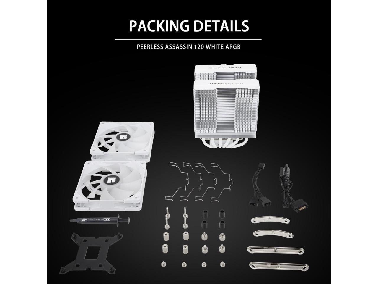 Thermalright Peerless Assassin 120 SE White ARGB CPU Air Cooler, 6 Heat Pipes Cpu cooler, Dual ...