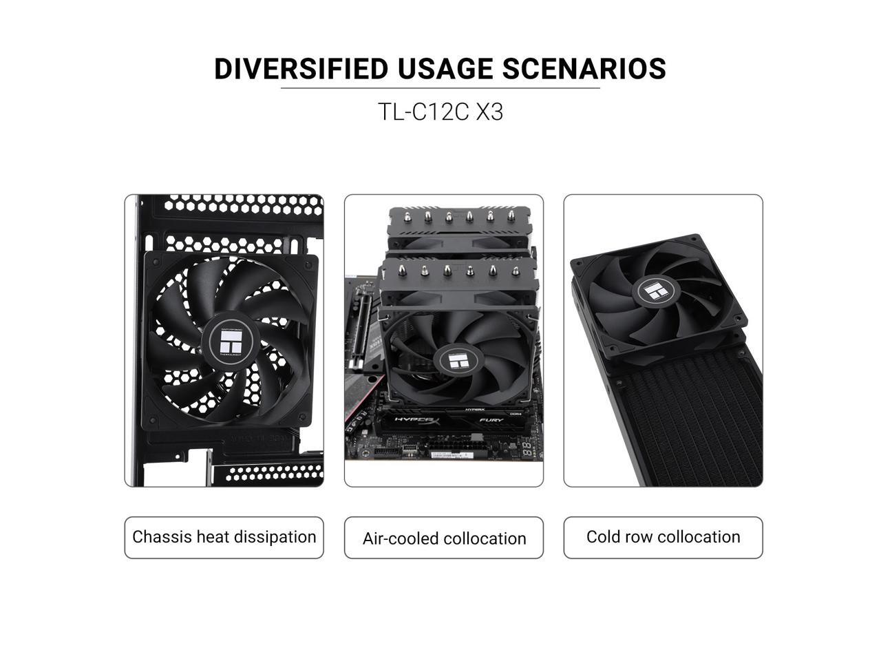 Thermalright TL-C12C X3 CPU Fan 120mm Case Cooler Fan, 4pin PWM Silent ...