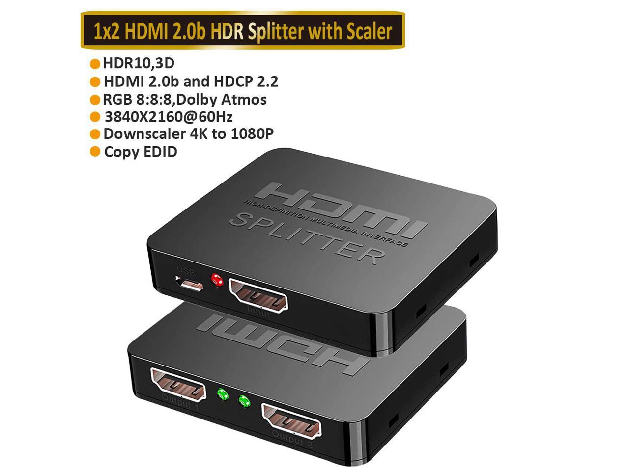 HDMI Splitter 4K@60Hz, HDMI Splitter 1 in 2 Out, HDMI Splitter for Dual ...