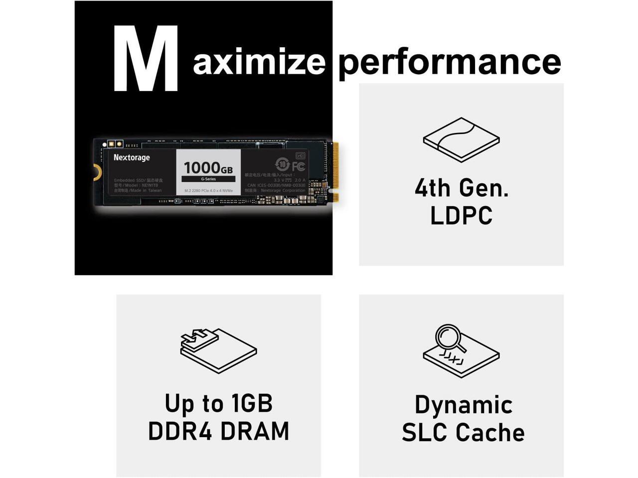 Nextorage Japan 1TB NVMe M.2 2280 PCIe Gen.4 Internal SSD Read Speed up to 7300MB/s Write Speed ...